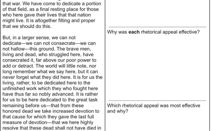 Solved Transcription of the Gettysburg Address delivered by | Chegg.com