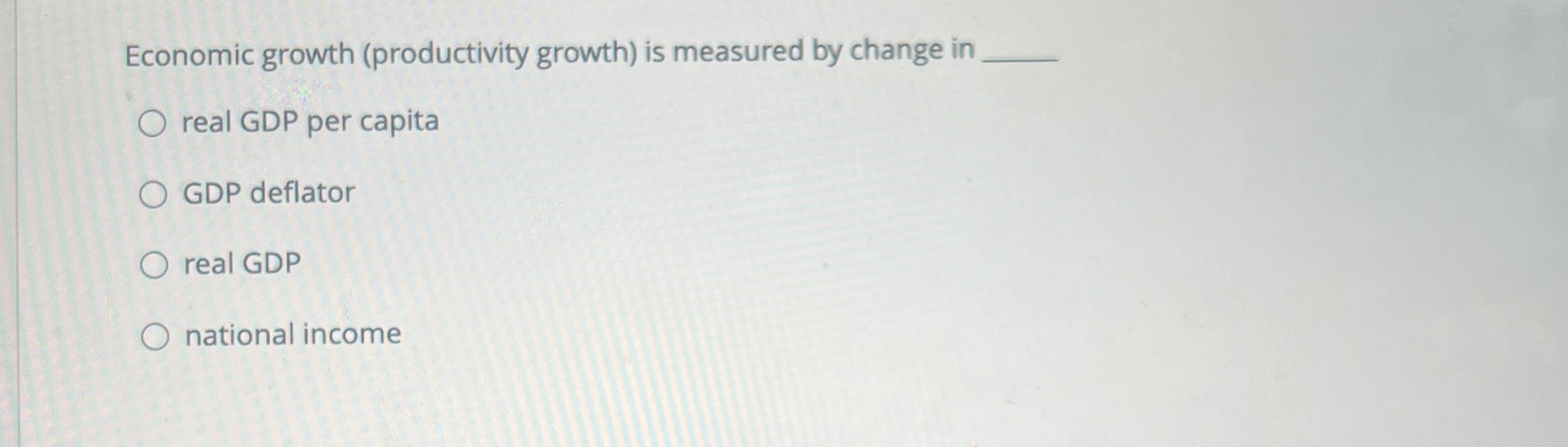 Solved Economic growth (productivity growth) ﻿is measured by | Chegg.com