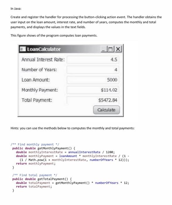 Solved In Java: Create and register the handler for | Chegg.com