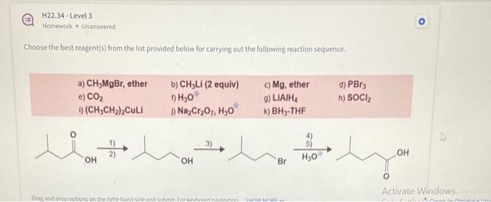 Solved Choose the best reagent(s) from the list provided | Chegg.com