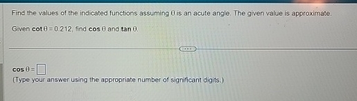 Solved Find the values of the indicated functions assuming θ | Chegg.com