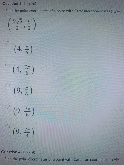 Solved ion 3 1 Point Find The Polar Coordinates Of A Chegg