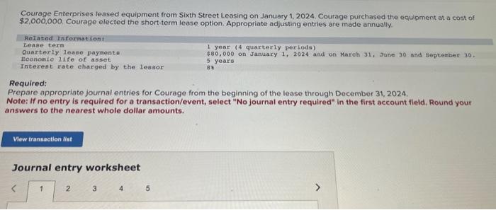 Solved Journal entry worksheet 5 Record the beginning of the | Chegg.com
