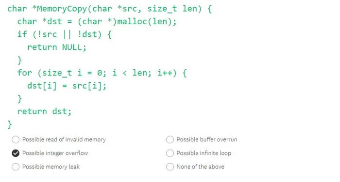 Solved char *MemoryCopy(char *src, size_t len) { char *dst = | Chegg.com
