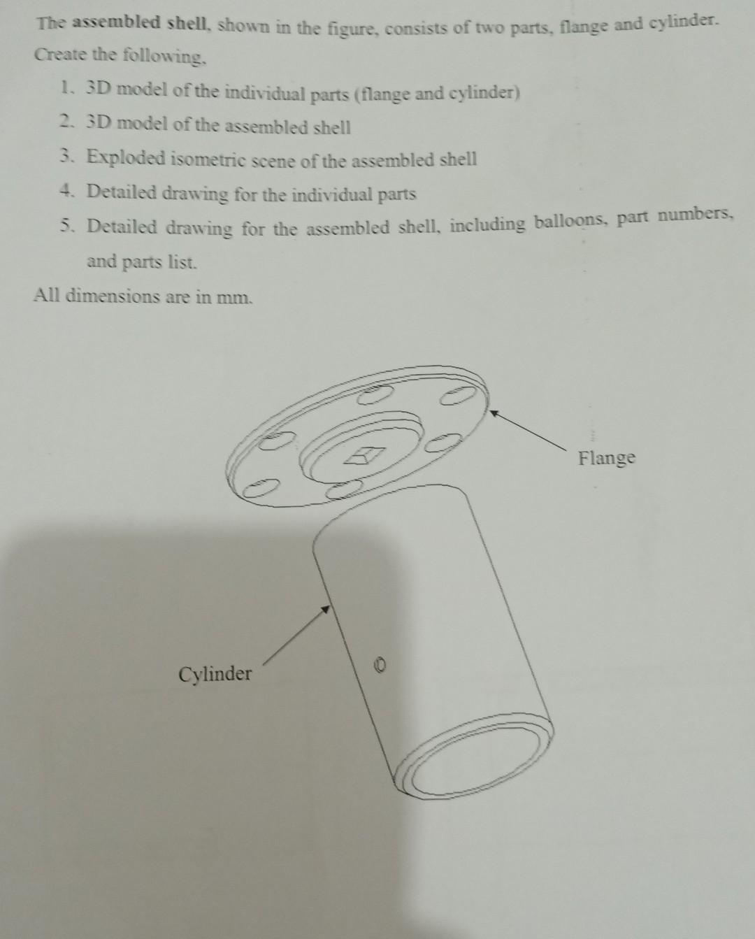 Solved The assembled shell, shown in the figure, consists of | Chegg.com