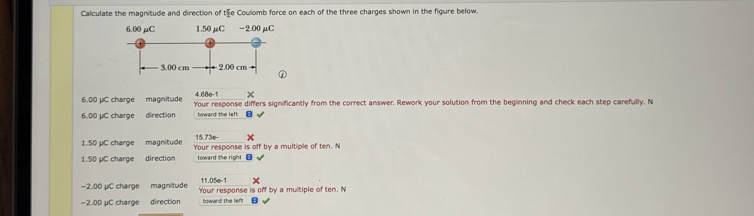 Solved Calculate The Magnitude And Direction Of The Coulomb