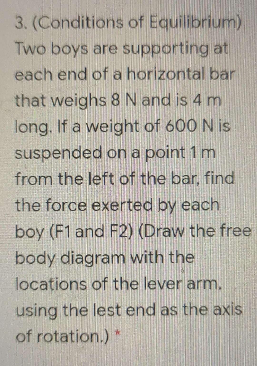 Solved a 3. (Conditions of Equilibrium) Two boys are | Chegg.com