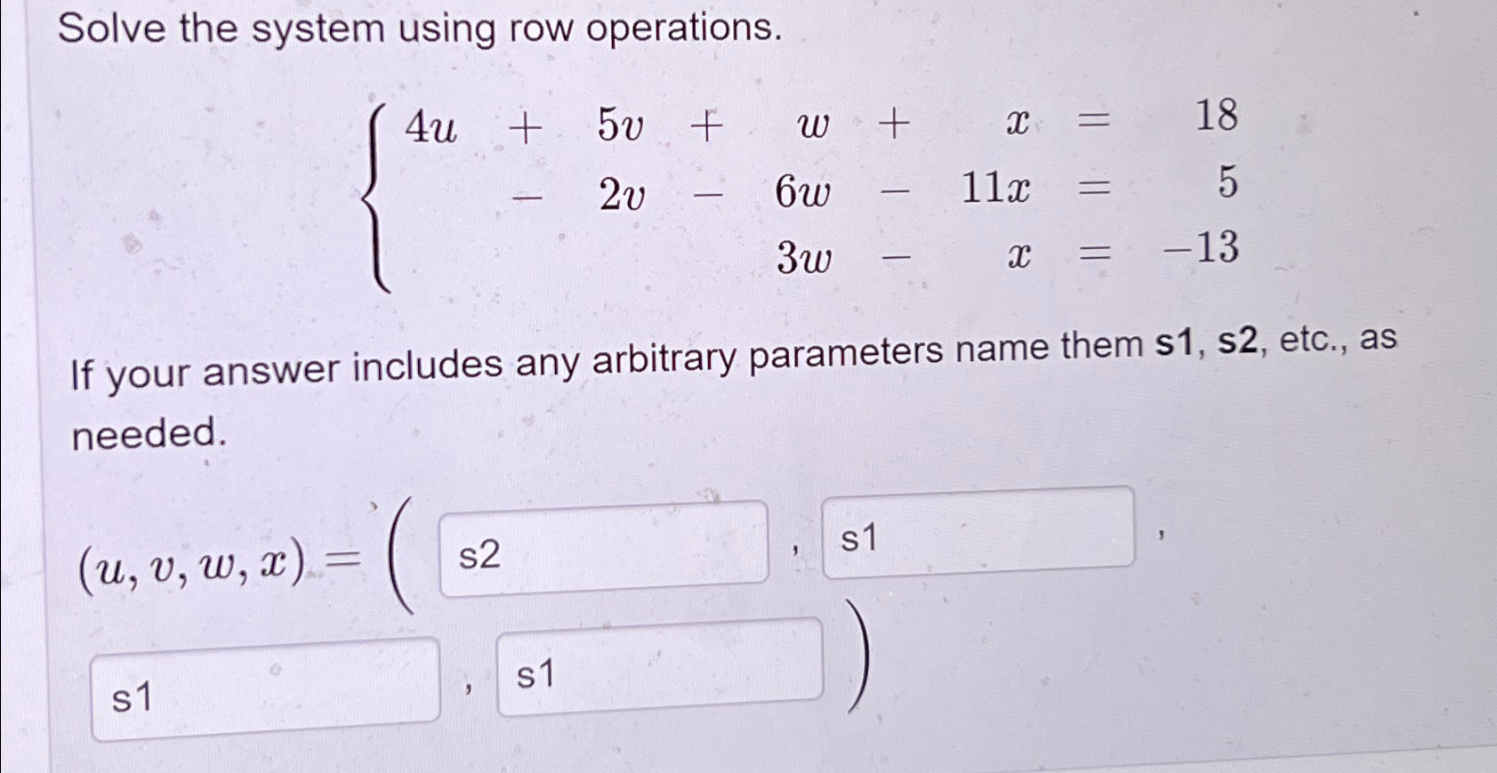 Solved Solve the system using row | Chegg.com