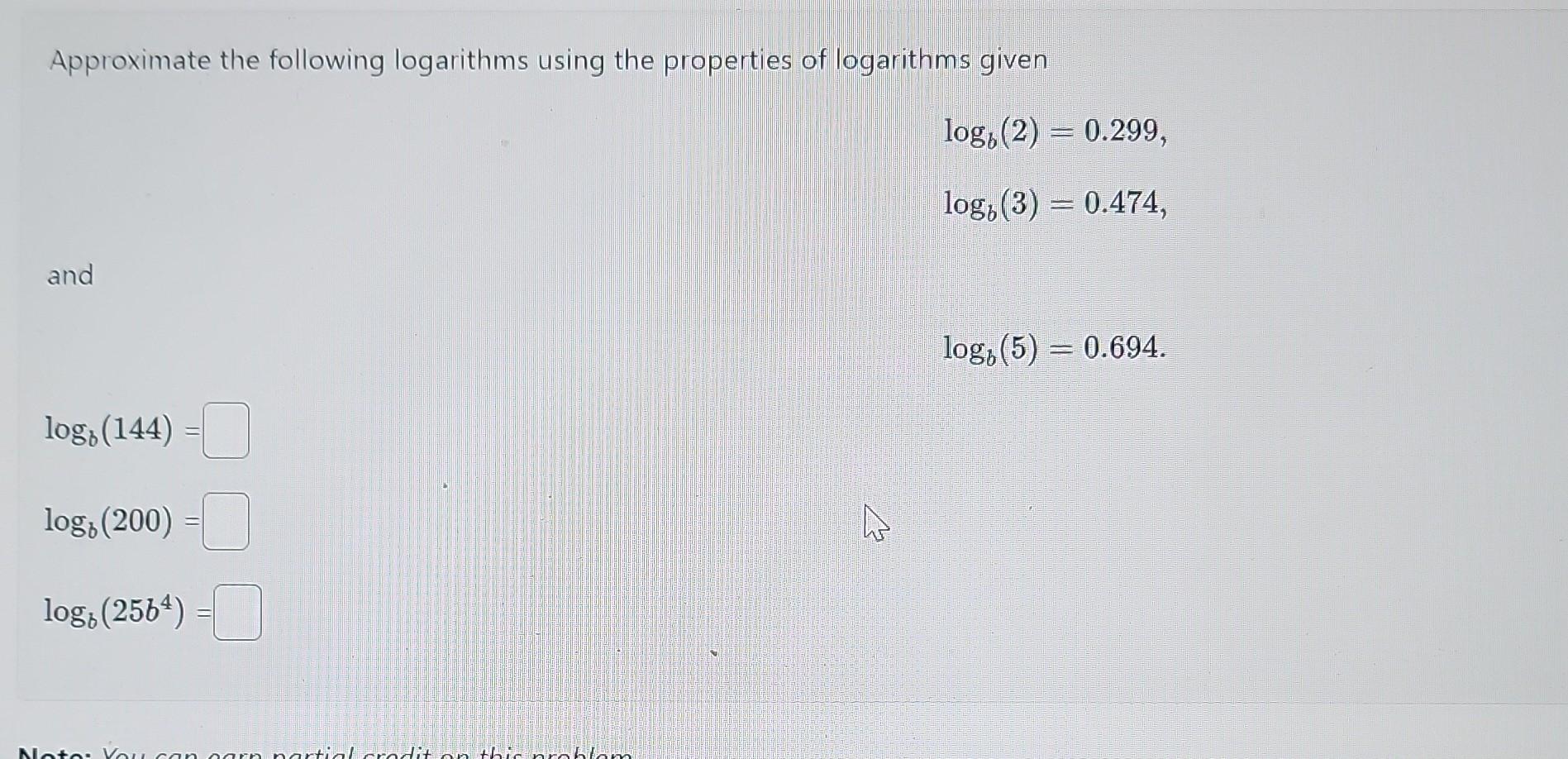 Solved Approximate the following logarithms using the | Chegg.com