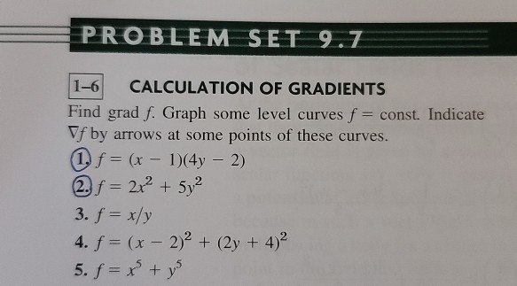 Solved PROBLEM SET 9.7 1-6 CALCULATION OF GRADIENTS Find | Chegg.com