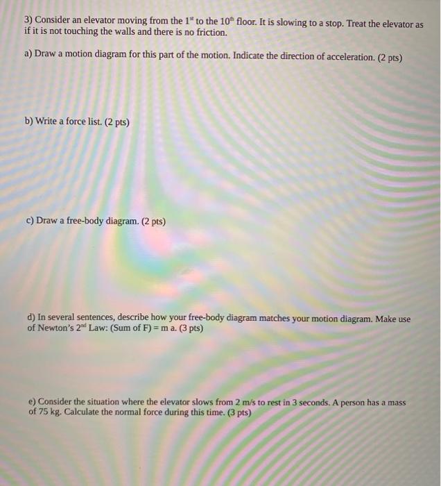 Solved 3) Consider an elevator moving from the 1" to the 10 | Chegg.com