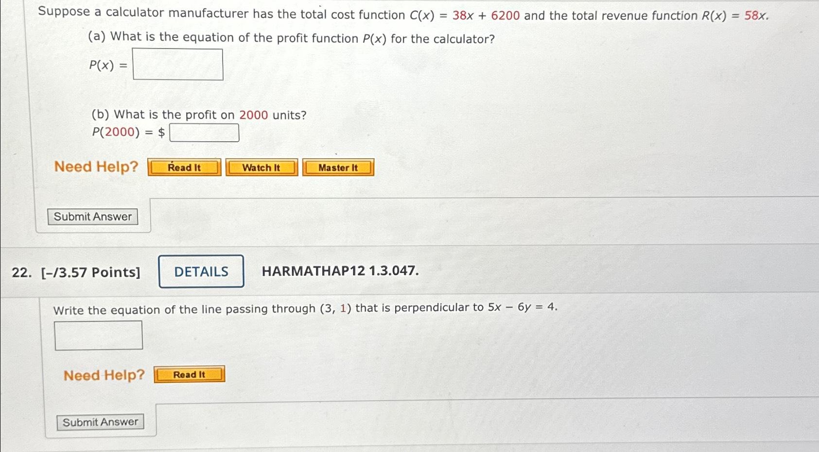 Solved Suppose a calculator manufacturer has the total cost | Chegg.com