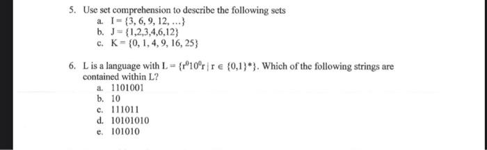 Solved 5. Use set comprehension to describe the following | Chegg.com