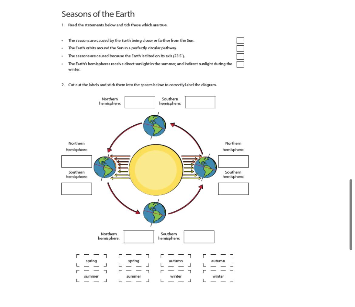 Solved Seasons of the EarthRead the statements below and | Chegg.com