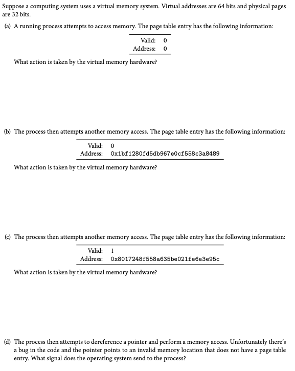 Solved Suppose a computing system uses a virtual memory | Chegg.com