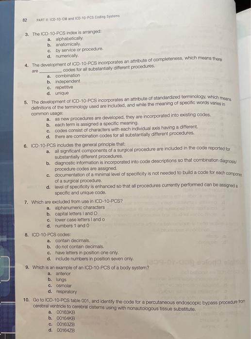 Solved 82 PARTICD-10-CM and ICD-10 PCS Coding Systems are 3. | Chegg.com