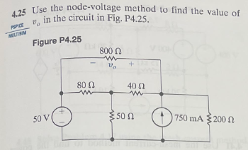 Solved 4.25 ﻿Use the node-voltage method to find the value | Chegg.com