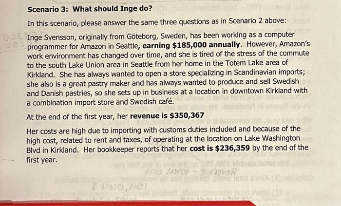 Solved Scenario 3: What should Inge do? In this scenario, | Chegg.com
