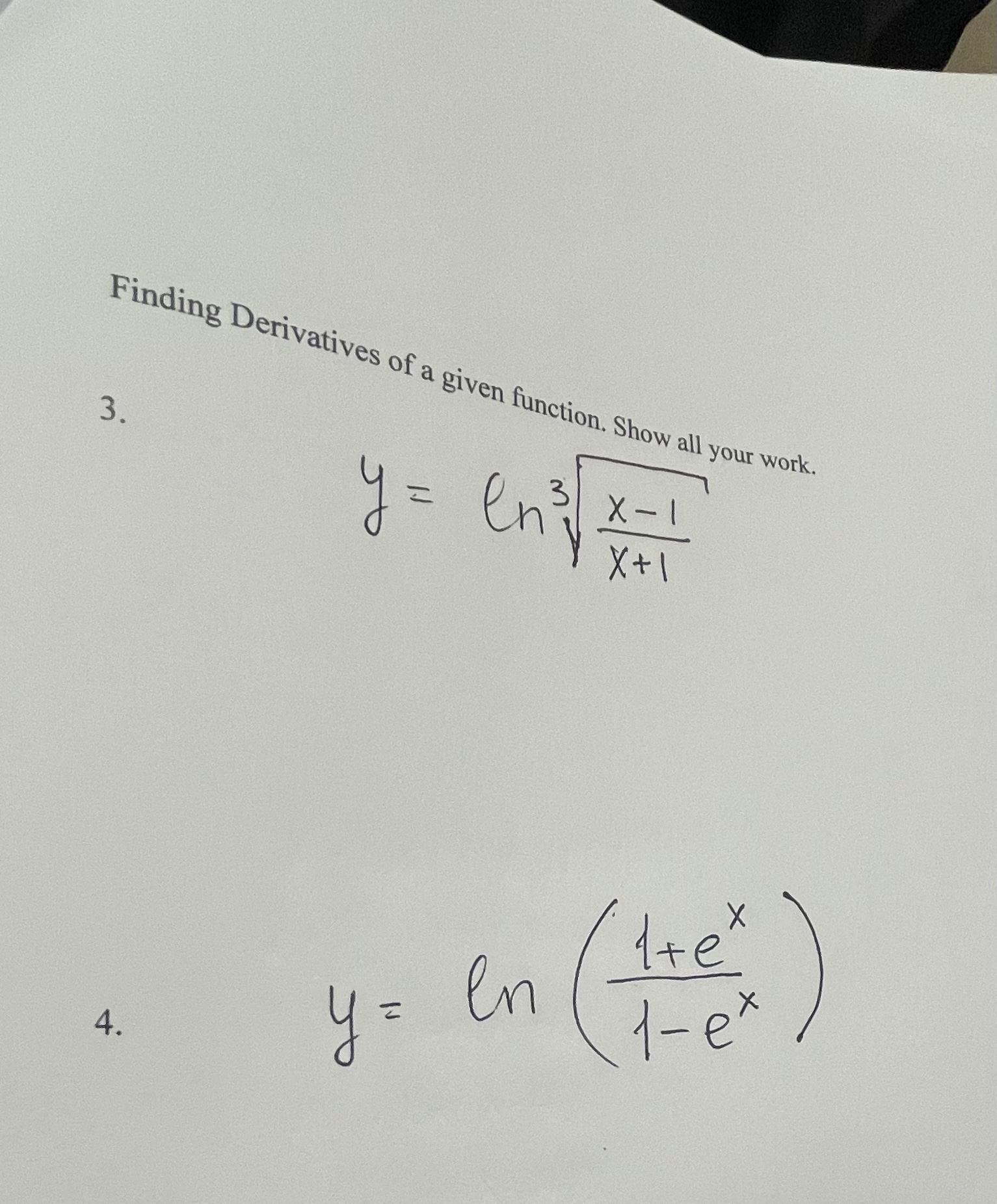 Solved Finding Derivatives of a given function. Show all | Chegg.com