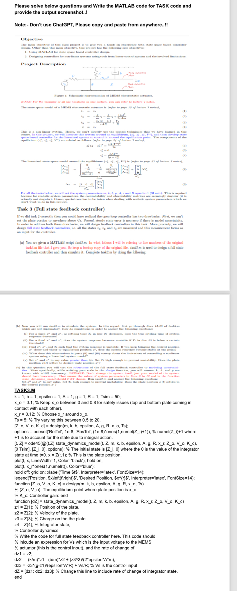 Please solve below questions and Write the MATLAB | Chegg.com