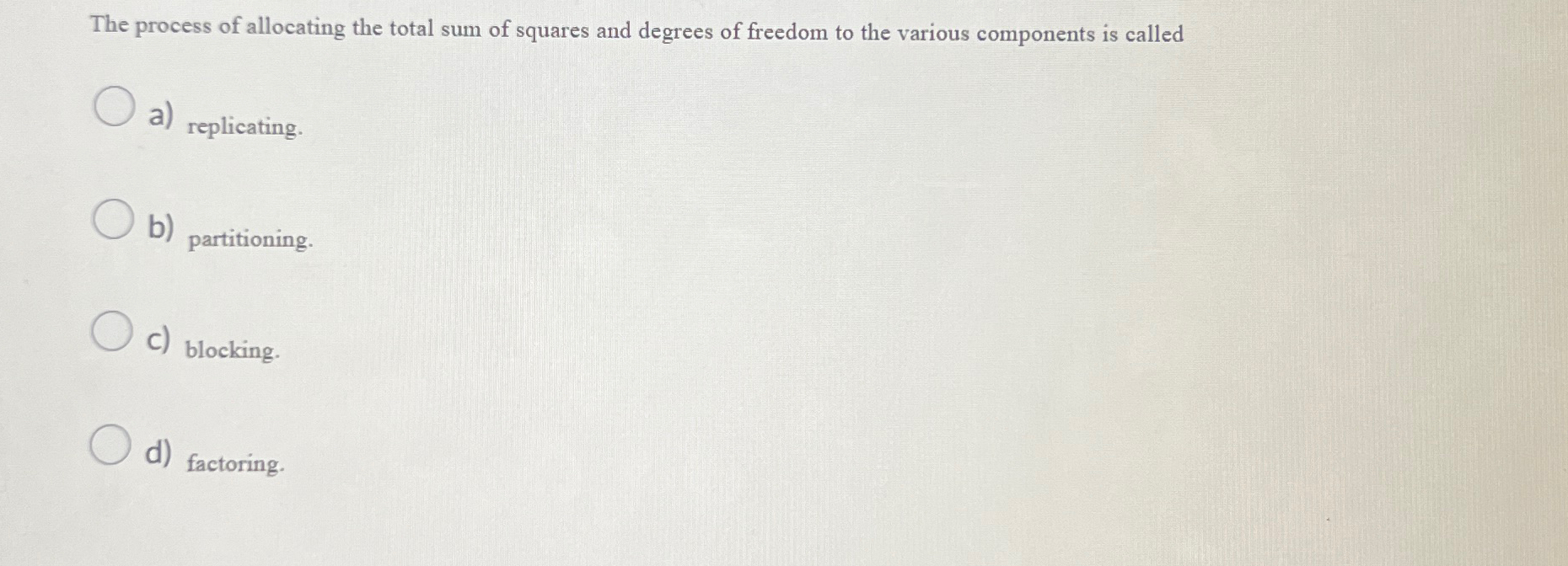 Solved The process of allocating the total sum of squares | Chegg.com