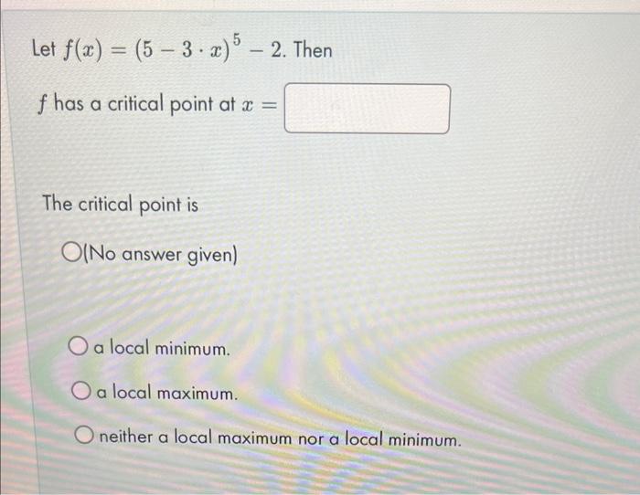 Solved Let F Be The Function F X 10⋅x3−3⋅x2 8⋅x−5 Calculate