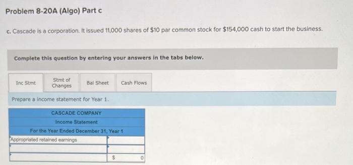 Solved Required information Problem 8-20A (Algo) Effect of | Chegg.com