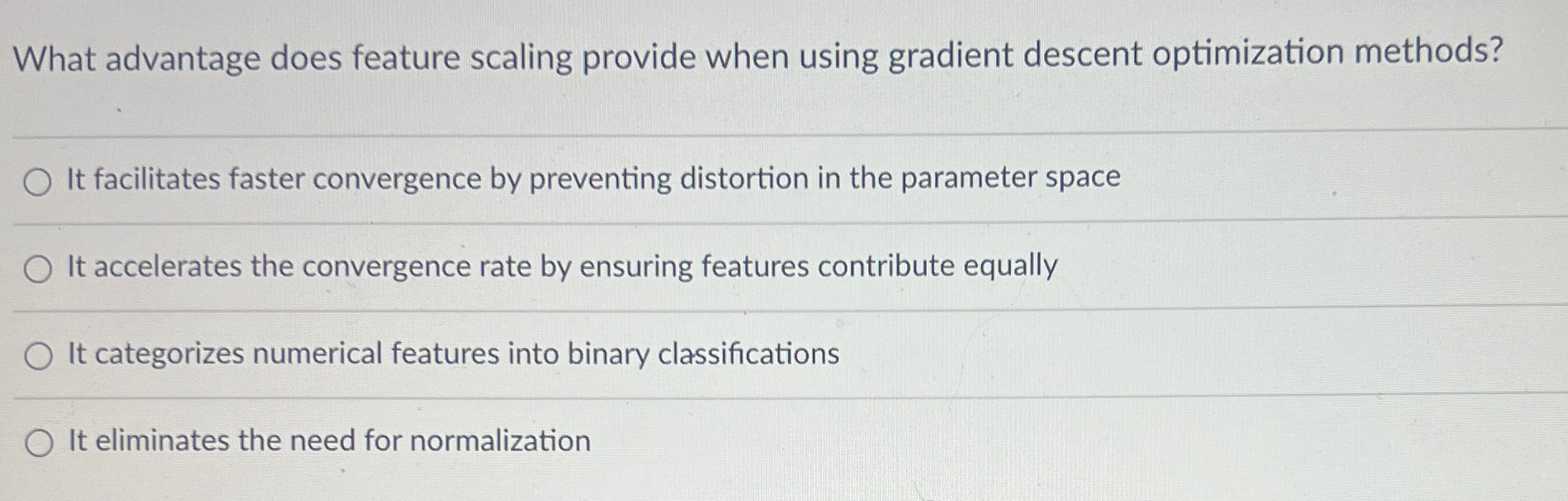 Solved What advantage does feature scaling provide when | Chegg.com