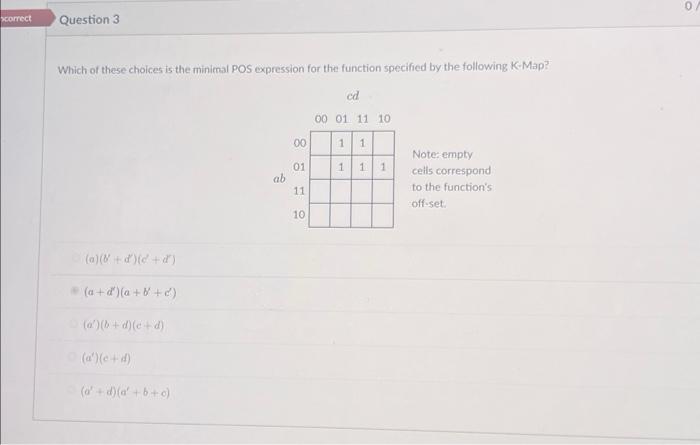 Solved Which of these choices is the minimal POS expression | Chegg.com