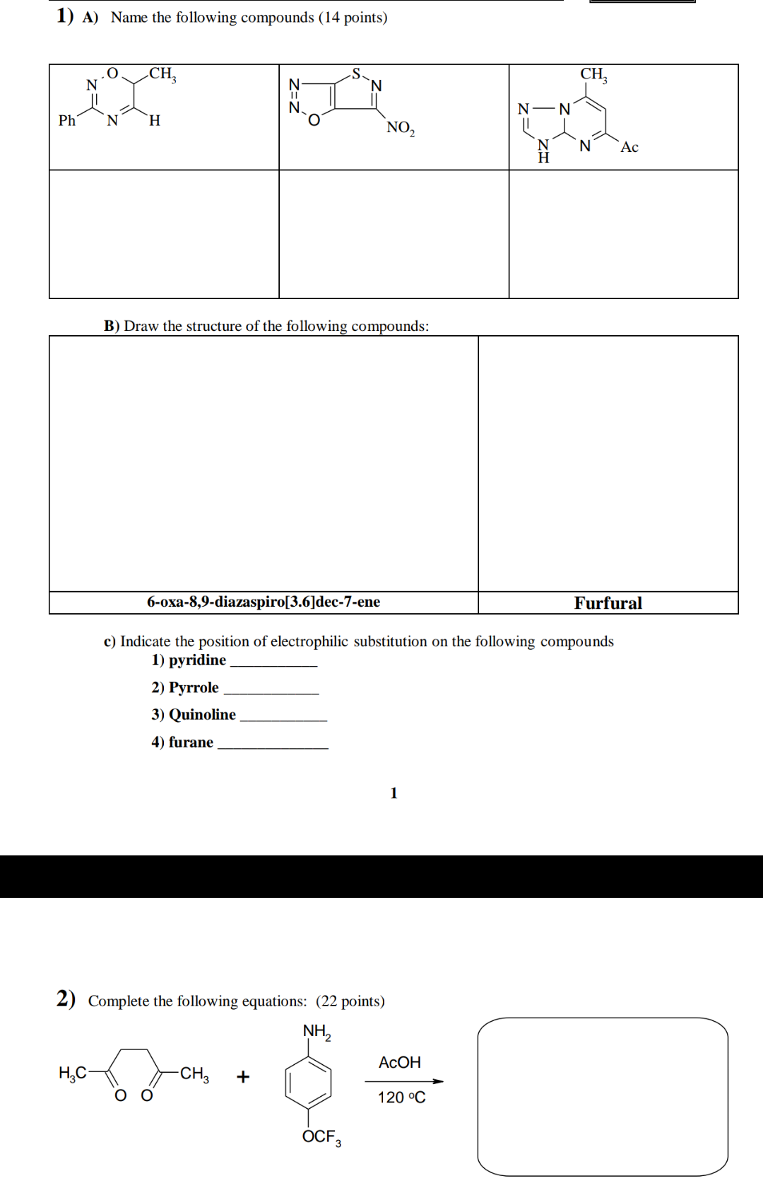 Solved 1) A) Name the following compounds (14 points) c) | Chegg.com