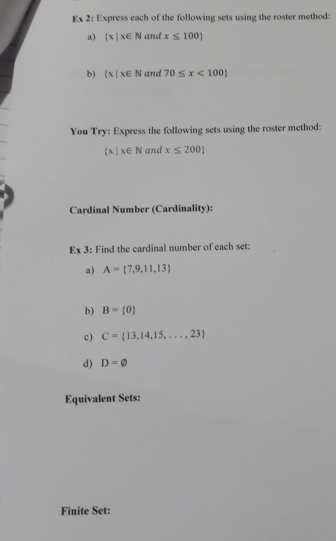 Solved Ex 2: Express each of the following sets using the | Chegg.com