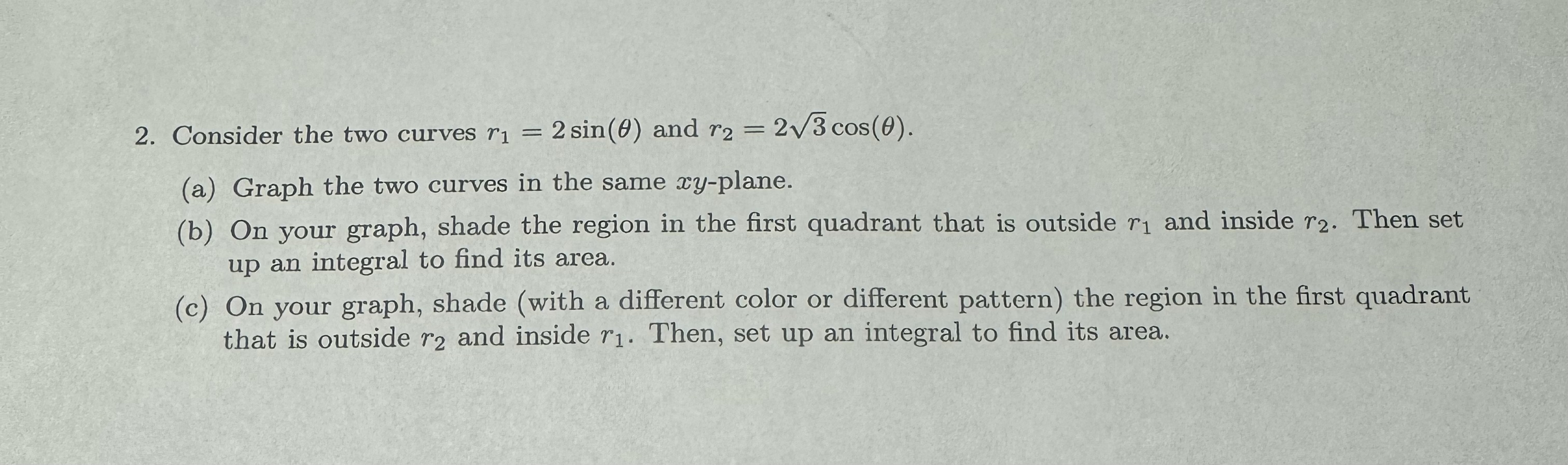 Solved Consider the two curves r1=2sin(θ) ﻿and | Chegg.com