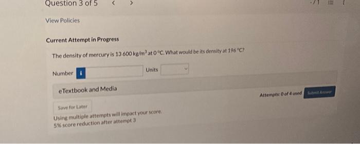 Solved Current Attempt in Progress The density of mercury is | Chegg.com