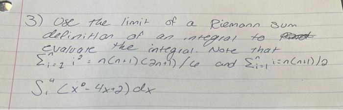 Solved use the limit of a riemann sum definition of an | Chegg.com