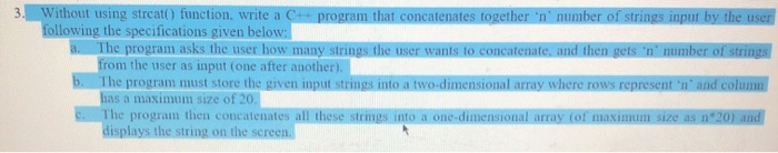 Solved Without Using Strcat Function Write A C Program 