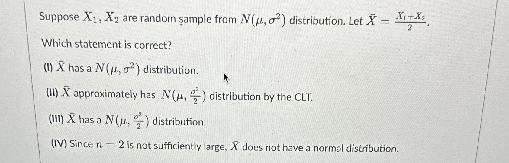 Suppose x_(1),x_(2) are random șample from N(\\\\mu | Chegg.com
