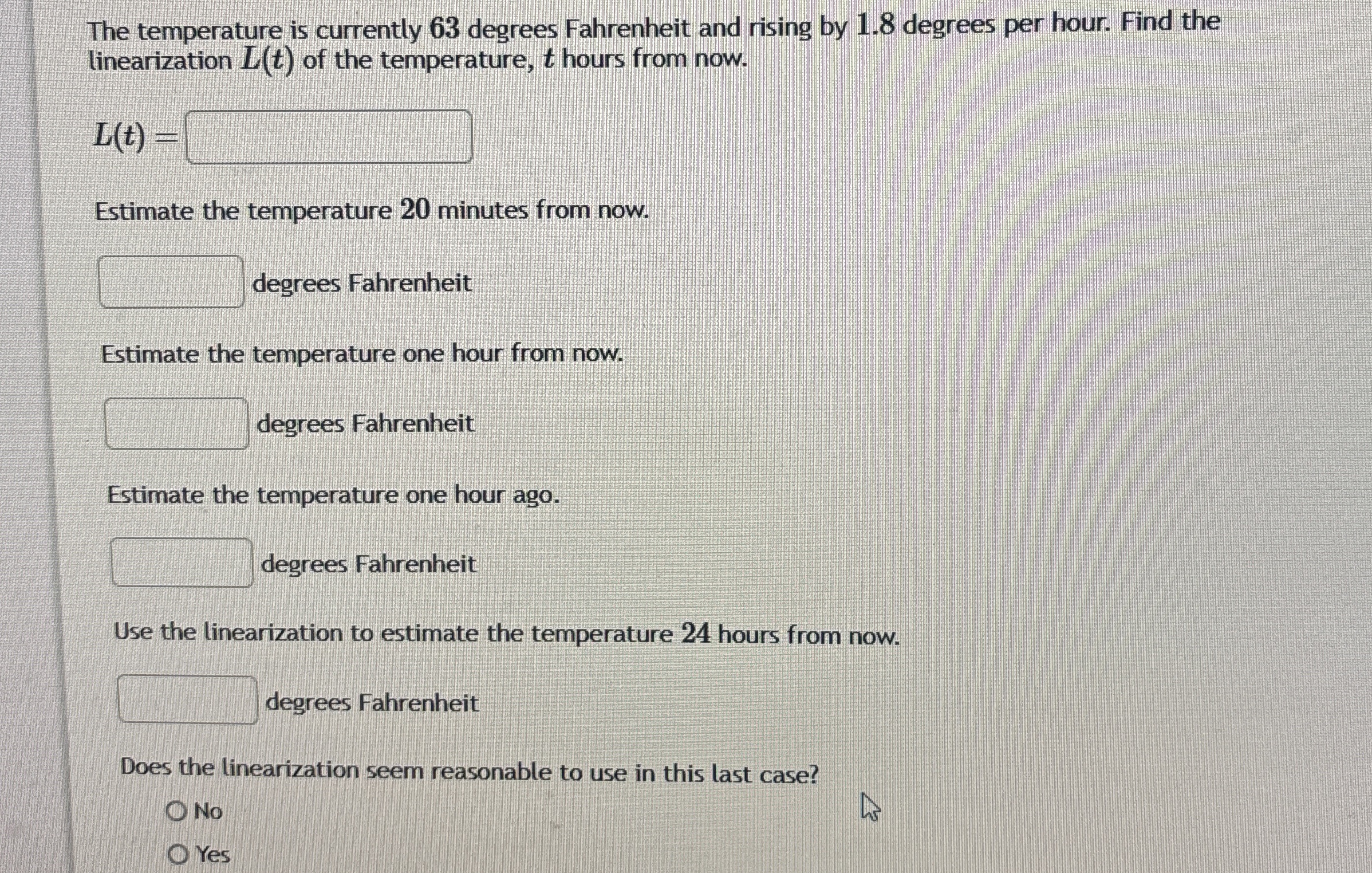 The temperature is currently 63 ﻿degrees Fahrenheit | Chegg.com