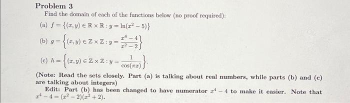 Solved Problem 3 Find the domain of each of the functions | Chegg.com