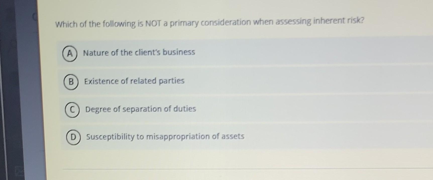 Solved Which of the following is NOT a primary consideration | Chegg.com