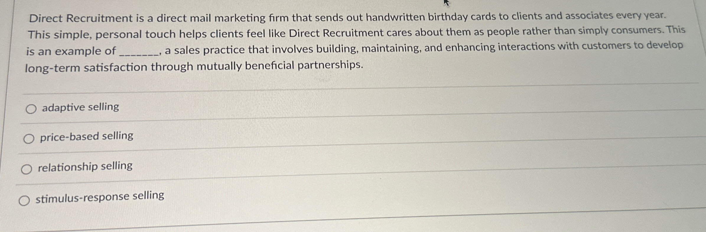 Solved Direct Recruitment is a direct mail marketing firm | Chegg.com