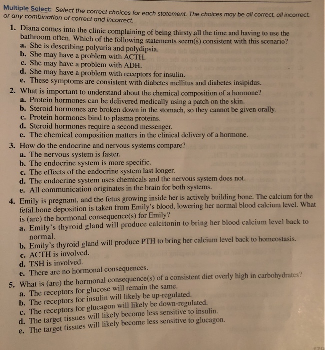 Solved Multiple Select: Select the correct choices for each | Chegg.com