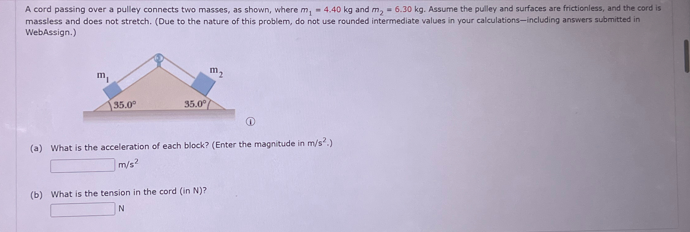 Solved A cord passing over a pulley connects two masses, as | Chegg.com