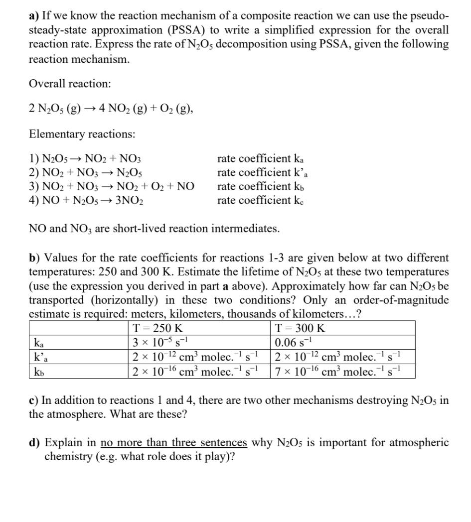 Solved a) If we know the reaction mechanism of a composite | Chegg.com