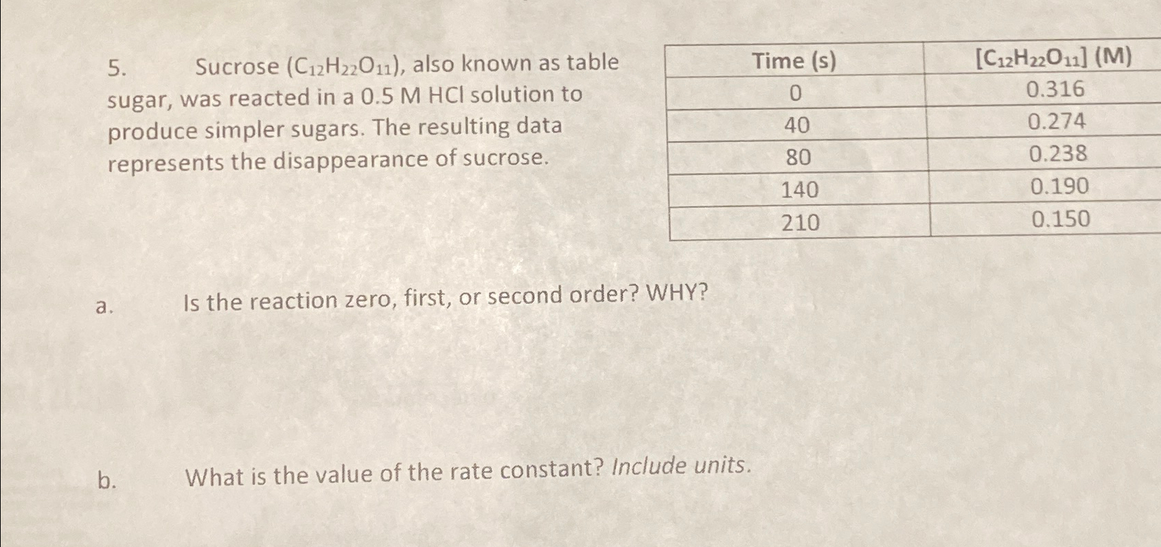 Solved Sucrose (C12H22O11), ﻿also known as table sugar, was | Chegg.com
