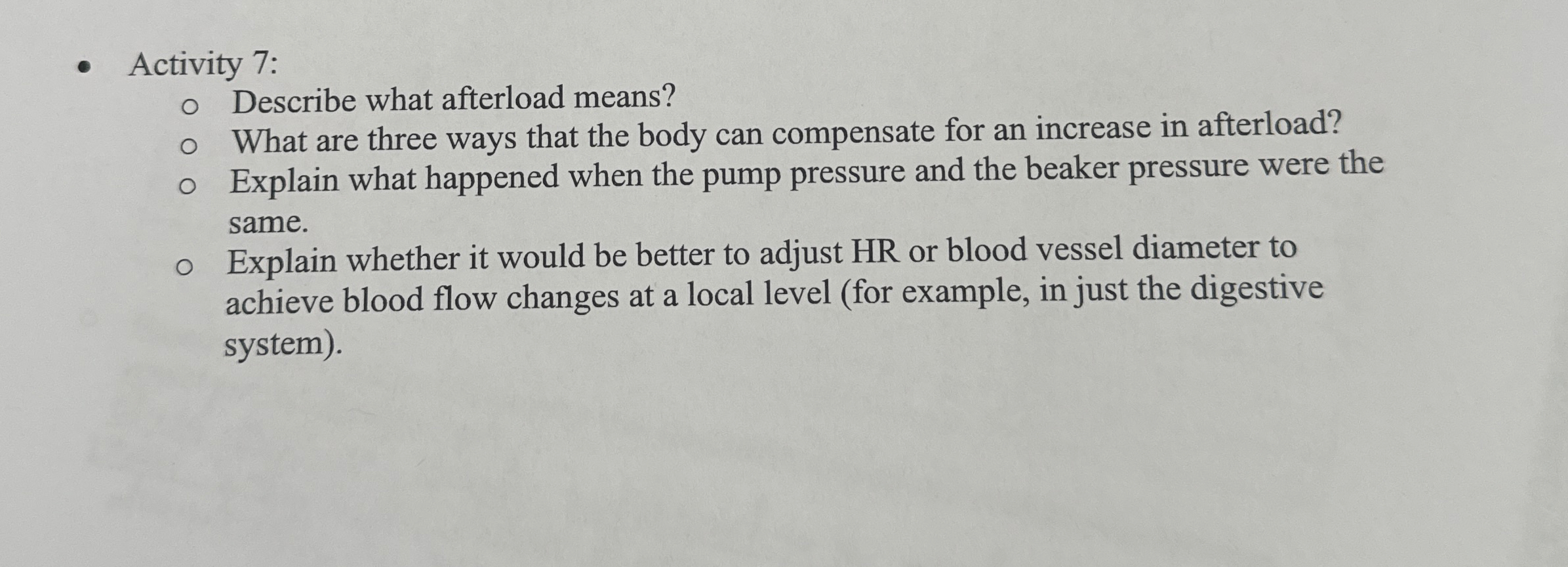 Solved Activity 7:Describe what afterload means?What are | Chegg.com