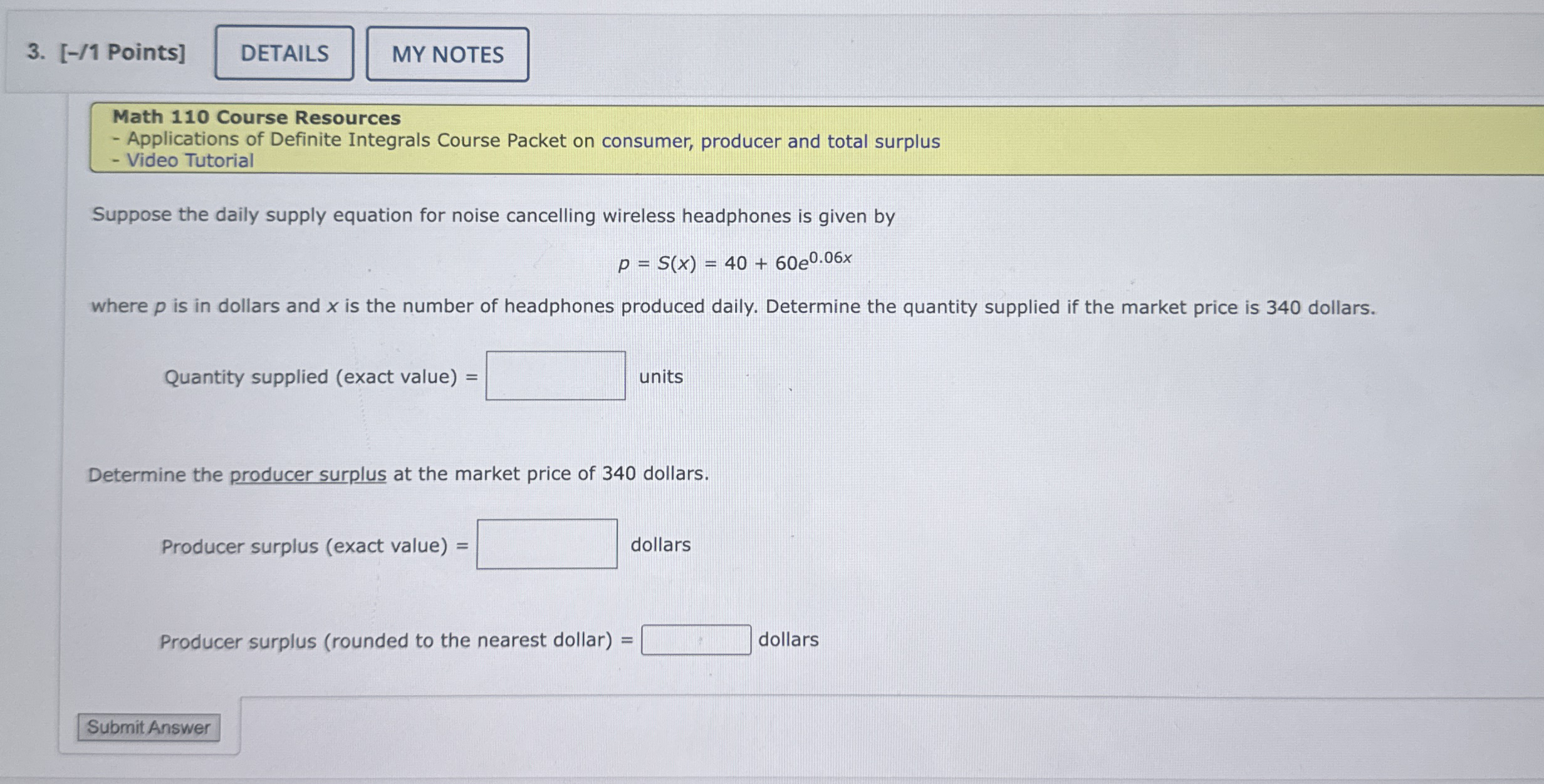 Solved [-/1 ﻿Points]Math 110 ﻿Course ResourcesApplications | Chegg.com