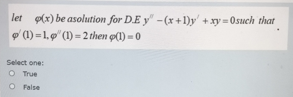 Solved let φ(x) ﻿be asolution for D.E y''-(x+1)y'+xy=0 ﻿such | Chegg.com