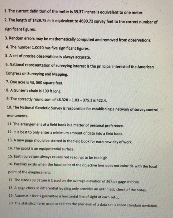 Solved 1. The current definition of the meter is 39.37 | Chegg.com