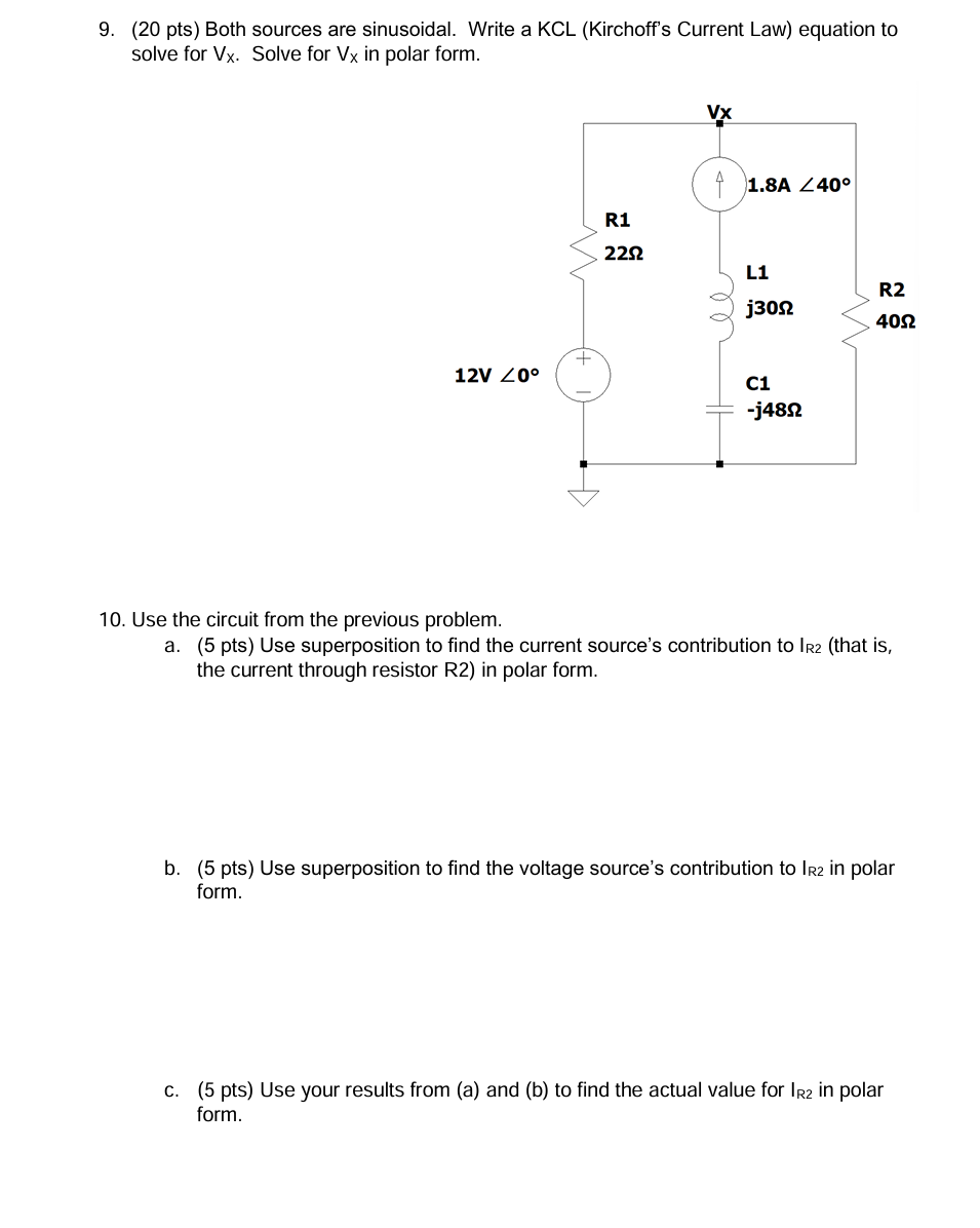 Solved 9. (20 ﻿pts) ﻿Both sources are sinusoidal. Write a | Chegg.com