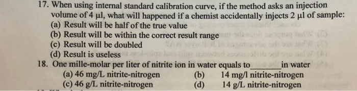Solved 17. When using internal standard calibration curve, | Chegg.com